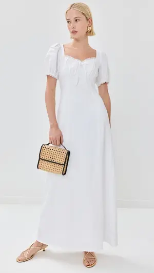 Reformation Cherise Linen Dress In White - 70% Off | Editorialist