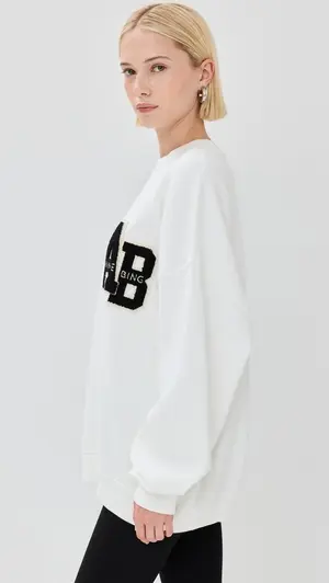ANINE BING Miles Letterman Sweatshirt - Off White