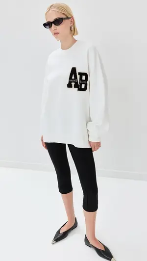 ANINE BING Miles Letterman Sweatshirt - Off White
