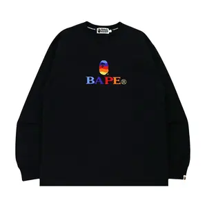 A BATHING APE Embroidery Relaxed Fit Long-sleeve Tee