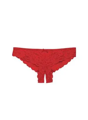 Fleur Du Mal Charlotte Crotchless Panty - Rouge