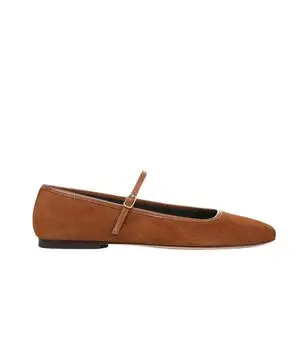 Veronica Beard Ellie Suede Mary Jane Flats - Caramel