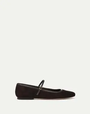 Veronica Beard Ellie Suede Mary Jane Flats - Espresso