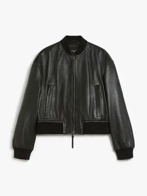Max Mara Nappa Leather Bomber Jacket