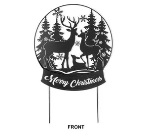 GLITZHOME 30' Christmas Silhouette Globe Garden Stake - One-color