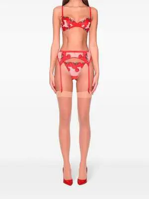 FLEUR DU MAL Pomodoro Embroidered Garter Belt