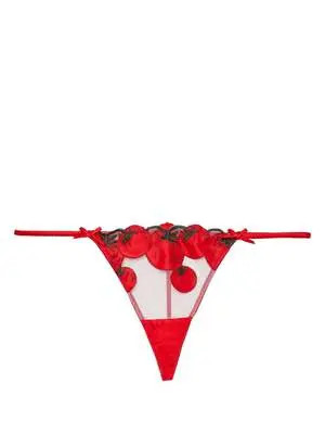 Fleur Du Mal Pomodoro Embroidered V-string - Red