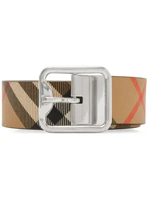 Burberry Reversible Check B Buckle Belt - Brown