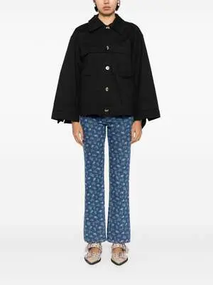 GANNI Knot-detail Canvas Shirt Jacket