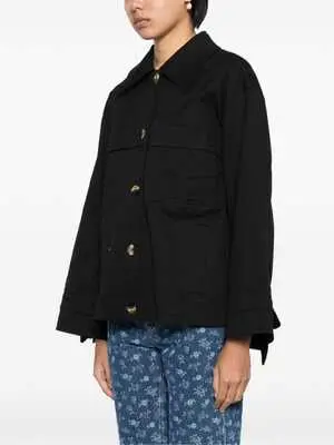 GANNI Knot-detail Canvas Shirt Jacket