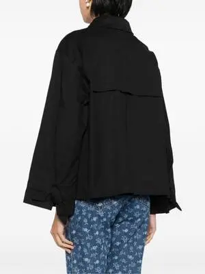 GANNI Knot-detail Canvas Shirt Jacket