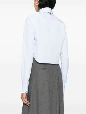 Thom Browne Logo-patch Cropped Shirt - Blue