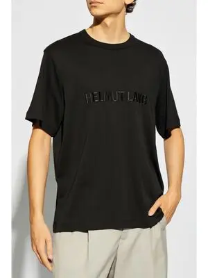 Helmut Lang Logo Embroidered Cotton T-shirt - Black