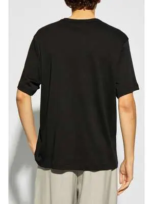 Helmut Lang Logo Embroidered Cotton T-shirt - Black