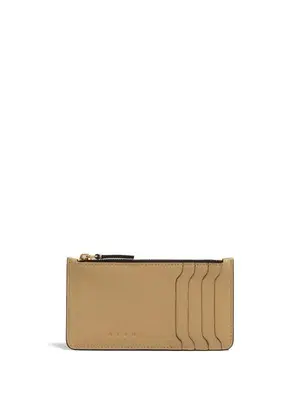 Marni Zipped Leather Card Case - Neutrals