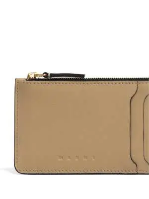 Marni Zipped Leather Card Case - Neutrals