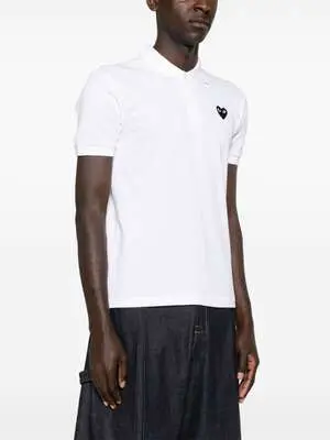Play Comme Des Garcon Heart-patch Cotton Polo Shirt