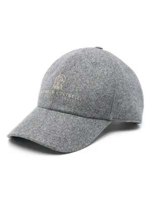 Brunello Cucinelli Logo-embroidered Cap - Grey
