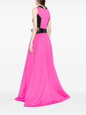 SAIID KOBEISY Panelled Belted Gown - Black