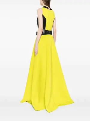 SAIID KOBEISY Belted Panelled Gown - Green
