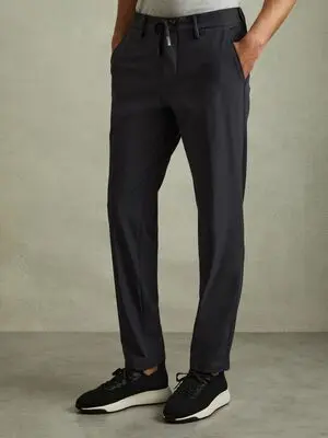 REISS Split Technical Trousers - Navy