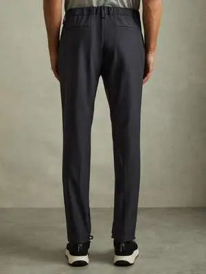 REISS Split Technical Trousers - Navy