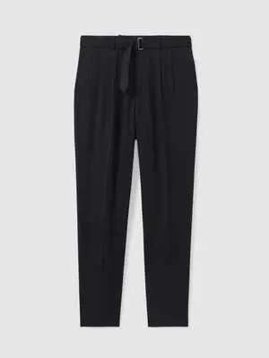 REISS Pin Belted Cropped Trousers