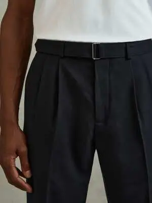 REISS Pin Belted Cropped Trousers