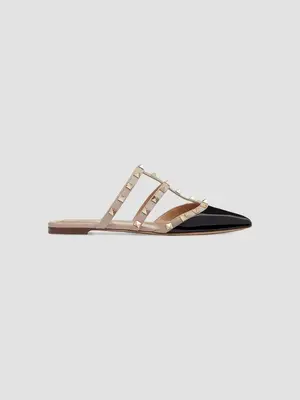 Valentino Garavani Rockstud Patent-leather Mules - Black