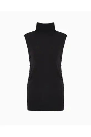 Giorgio Armani Virgin Wool Mock-neck Top - Black