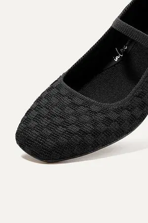 Rothy's The Max Square Mary Jane Flats - Black Pattern