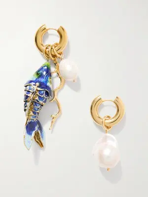 MARTHA CALVO Barrier Gold-plated Hoop Earrings - Multi