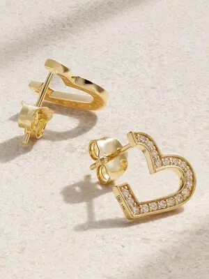 SYDNEY EVAN Small Heart 14-karat Diamond Stud Earrings