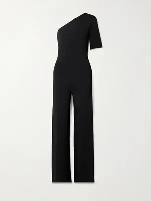 Stella McCartney One-shoulder Stretch-knit Jumpsuit - Black