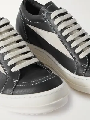 Rick Owens Suede-trimmed Leather Sneakers - Black