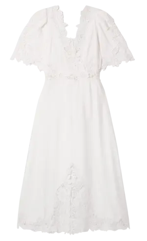 Sea Marcella Lace-trimmed Cotton And Linen-blend Midi Dress