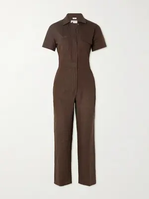 RIVET UTILITY Worker Cropped Linen Jumpsuit