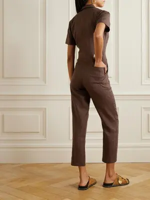 RIVET UTILITY Worker Cropped Linen Jumpsuit