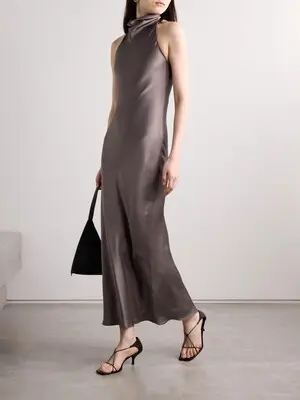 ANINE BING Eliana Silk-charmeuse Midi Dress