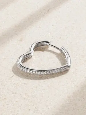 Yvonne Léon 18k White Diamond Heart Single Hoop Earring - Gold
