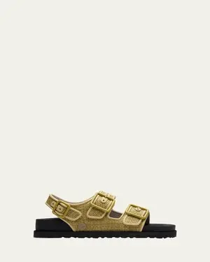 BIRKENSTOCK Milano Raffia Slingback Sandals - Golden Olive