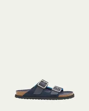 BIRKENSTOCK Arizona Suede Slide Sandals - Dark Navy