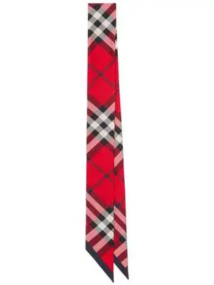 Burberry Check-print Silk Skinny Scarf - Red