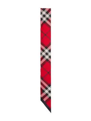 Burberry Check-print Silk Skinny Scarf - Red
