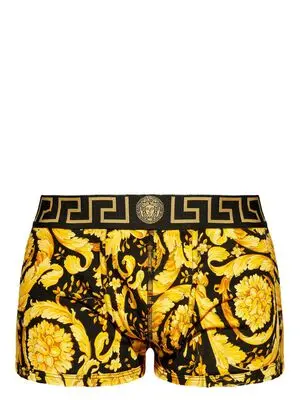 Versace Barocco Print Greca-border Boxers - Yellow