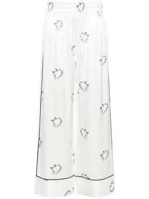 ALLSAINTS Sofi Straight-leg Trousers With All-over Logo And Heart Print - White