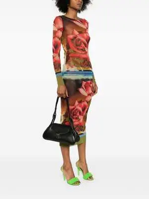 Amina Muaddi Gemini Leather Shoulder Bag - Black