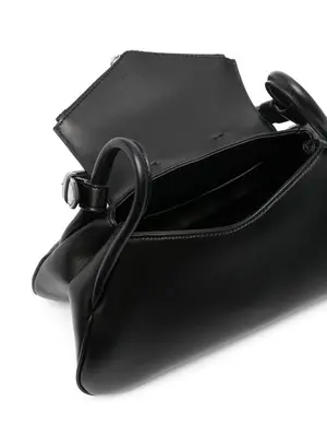 Amina Muaddi Gemini Leather Shoulder Bag - Black