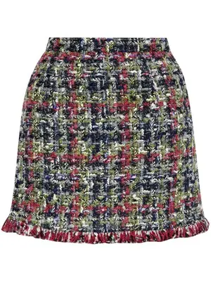 Etro Tweed Bouclé Check Mini Skirt - Black