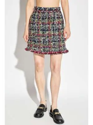 Etro Tweed Bouclé Check Mini Skirt - Black